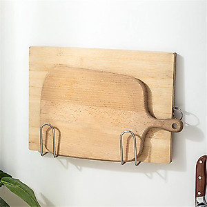 chenyesun 4 Pairs of Pot Lid Organizer, Stainless Steel Wall Mounted Lid Holder ,Adjustable Cabinet Door Self Adhesive Pan Lid Organizer Pot Hangers for Kitchen Wall Mount (Silver-1)