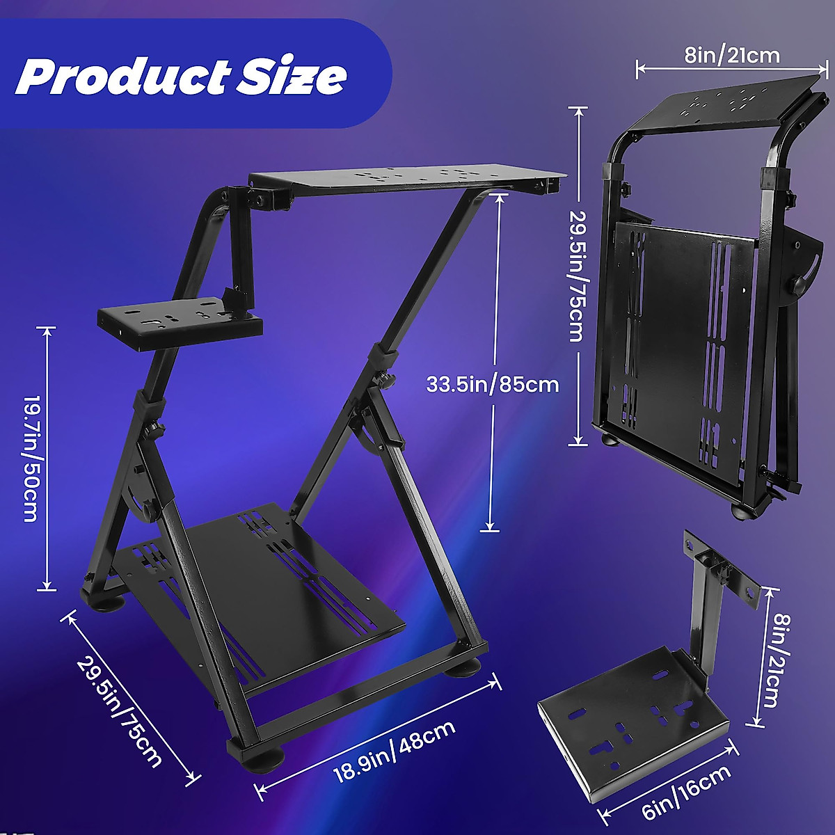 Guil Vim Racing Wheel Stand Steering Wheel Stand Shifter Mount Adjustable Racing Stand for Logitech G29 G920 G27 G25 G923 Supporting Thrustmaster T248X T248 T300 T150 458 TX PS3 PS4 PS5 PC