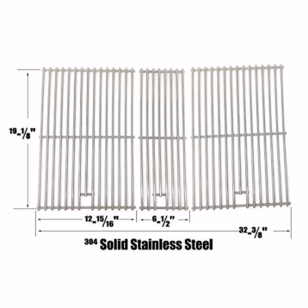 Replacement Grill Stainless Cooking Grates for Select Grand Cafe CGI07ALP, CGI08ALP, CGI09ALP, M3206ALP, M3206ANG, M3207ALP, M3207ANG, M5205ALP, M5205ANG Gas Models, Set of 3