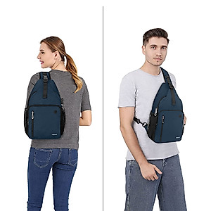 MOSISO Sling Backpack Bag, Crossbody Shoulder Bag Travel Hiking Daypack Chest Bag with Front Square Pocket&USB Charging Port, Teal Green