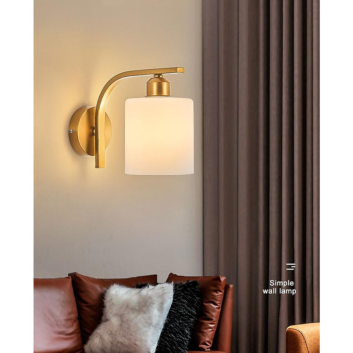 KEFA Modern Battery Operated Wall Sconce Set of 2, Gold Sconces Wall Lighting with Remote Control,Dimmable Cordless Wall Lamp Non Hardwired Bedside Lamp Wall Mounted Cordless for Fireplace, Mirror