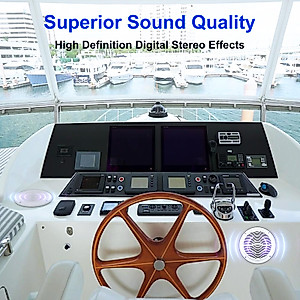 STUDIOFINIX Marine Speakers 6.5 Inches 2-Way 240W Bluetooth Waterproof Flush Mount Resistant Outdoor Audio Stereo Sound System Perfect for Boat ATV UTV Golf Cart RV Bathroom(2 Pairs,White)