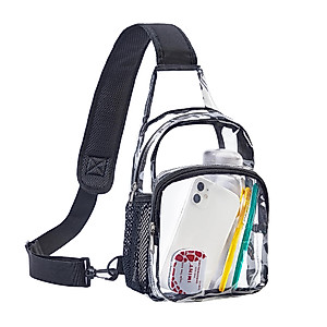Clear Sling Bag Stadium Approved, Multipurpose Clear Shoulder Backpack, Casual Chest Daypack for Hiking, Stadium or Concerts
