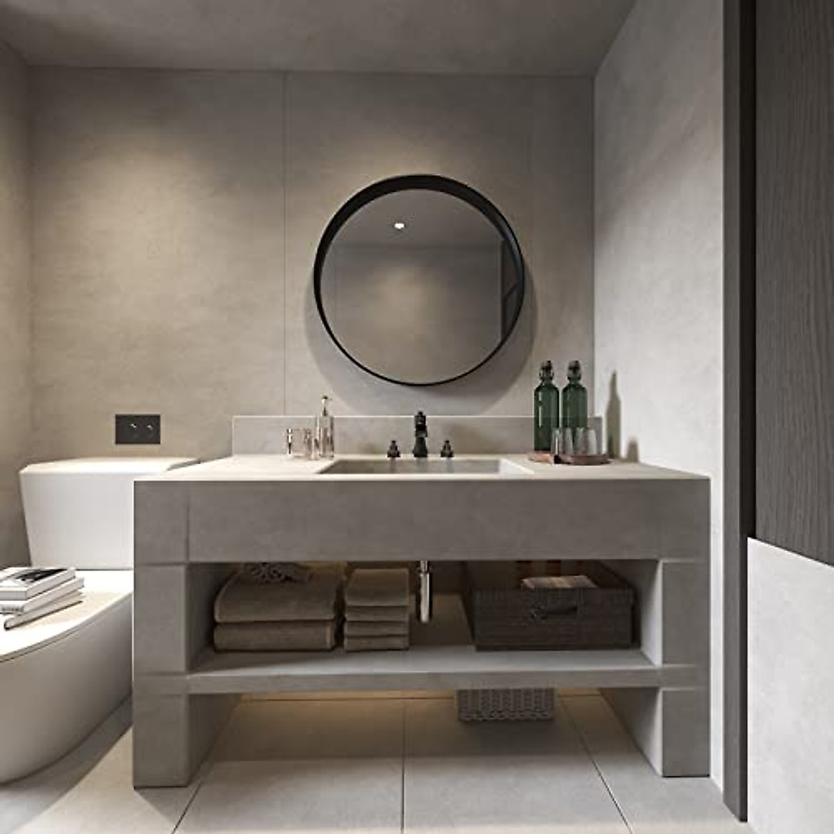 BWE Waterfall Widespread Bathroom Faucet 3 Hole Oil Rubbed Bronze Farmhouse 8 Inch Pop Up Drain Stopper Assembly Overflow Supply Line Lead-Free Faucets Parts Two Handle Bath Vanity Lavatory Sink