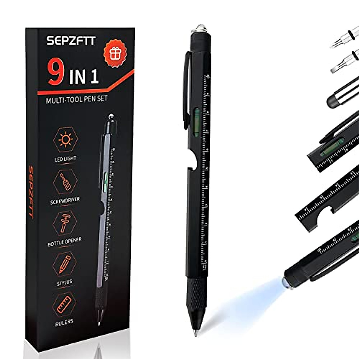 Gifts for Men,Stocking Stuffers Gifts for Men,Cool Gadgets for Men,Father' Day Gifts for Dad from Daughter Son Wife,Gifts for Dad with LED Light Stylus Bottle Opener Ruler Screwdriver