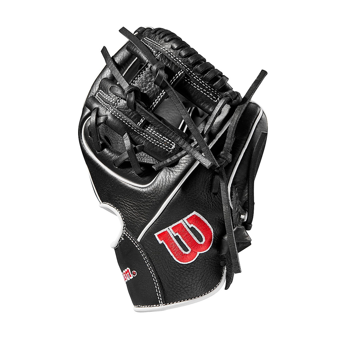 Wilson 27.5” Infield Pancake Training Baseball Glove - Right Hand Throw, Black/Red