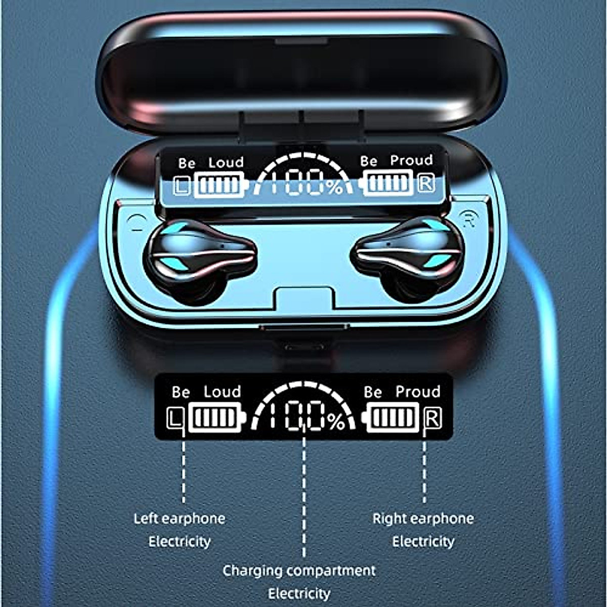 Wireless Earbuds Bluetooth in Ear Light-Weight Headphones Built-in Microphone Immersive Premium Sound with Charging Case NB4