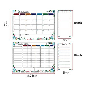 VKOPA Dry Erase Calendar Whiteboard. Set of 4 Magnetic Calendars for Refrigerator, Monthly, Weekly Organizer & Daily Notepad . Planner Board & Fridge Family Calendar. 8 Markers 1 Eraser, White