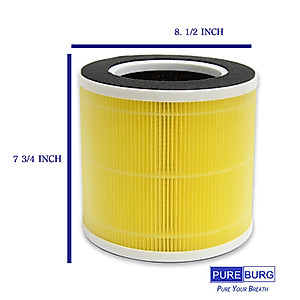 PUREBURG RP-AP089 Replacement Filter Compatible with RENPHO RP-AP089-F1 Fits RP-AP089W RP-AP089B Air Purifiers,2-Pack H13 HEPA Activated Carbon 2-IN-1