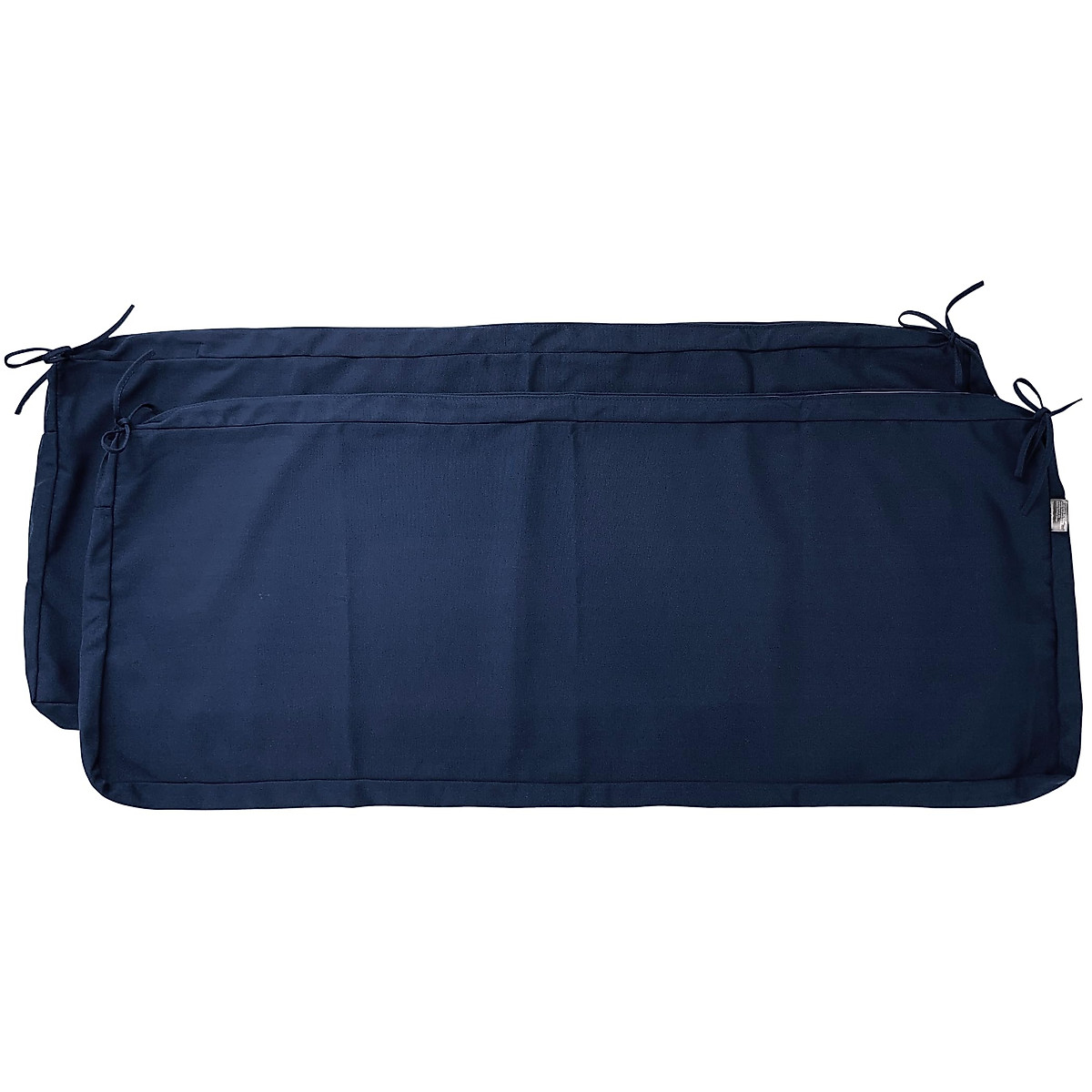 COUCHPATITO Water Resistant Outdoor Durable Canvas Polyester Fabric Patio Chair Bench Cushion Covers with Ties (2 Covers Pack) (Navy Blue, 48"x18"x3")