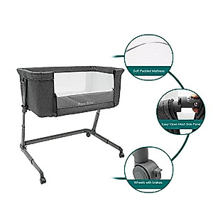 Pamo Babe Bedside Bassinet for Baby, Portable Bassinet with Wheels Baby Bedside Sleeper, 6 Height Adjustable Baby Bassinet, Easy to Assemble Bassinet for Infant(Grey)