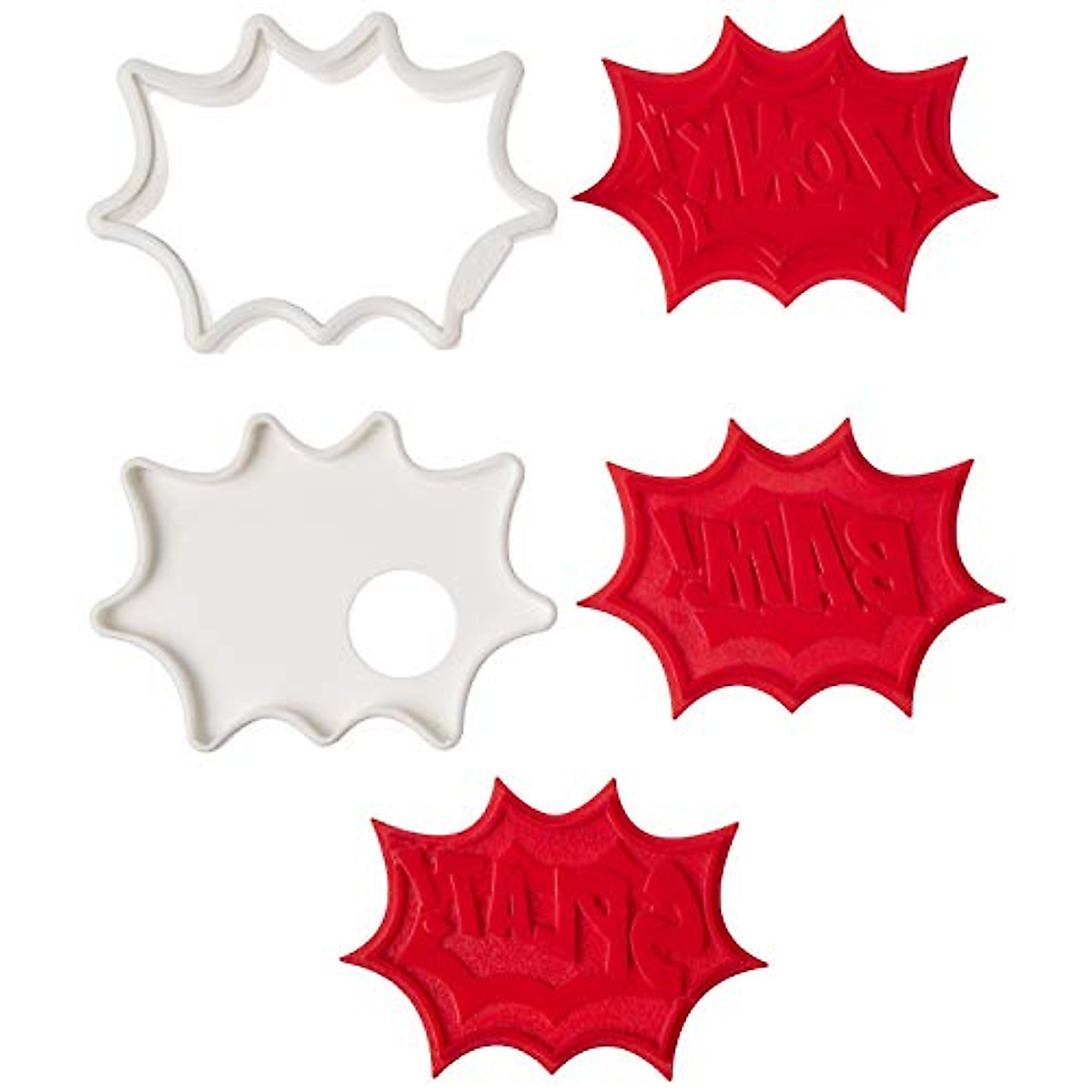 Tovolo Burst Reversible Templates Set of 6 Stamps, Comic Book Cookie Cutter, Dishwasher-Safe, Red