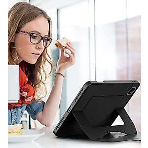 Bostone iPad Pro 12.9 Case 2021 5th Generation, 7 Viewing Angles Magnetic Stand, Smart Auto Sleep/Wake Protective iPad Pro 12.9 Case Cover Shockproof with Pencil Holder, Black