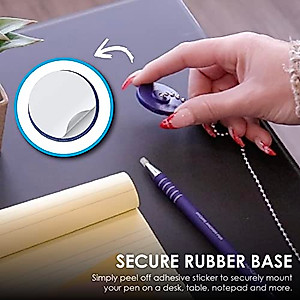 Nadex Ball and Chain Security Pen Set | 4 Pens, 1 Adhesive Mount, and 5 Refills (Blue)