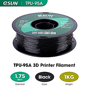 eSUN 1.75mm TPU 95A Flexible 3D Printer Filament 1KG Spool (2.2lbs), Black