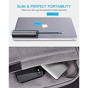 MSVII USB C Hub, 9 in 1 USB Type C Adapter with Ethernet, 4K USB C to HDMI, 3 USB 3.0 Ports, SD/TF Card Reader, 3.5mm Audio Jack, PD Fast Charging for Mac Book Pro and Other Type-C Laptops