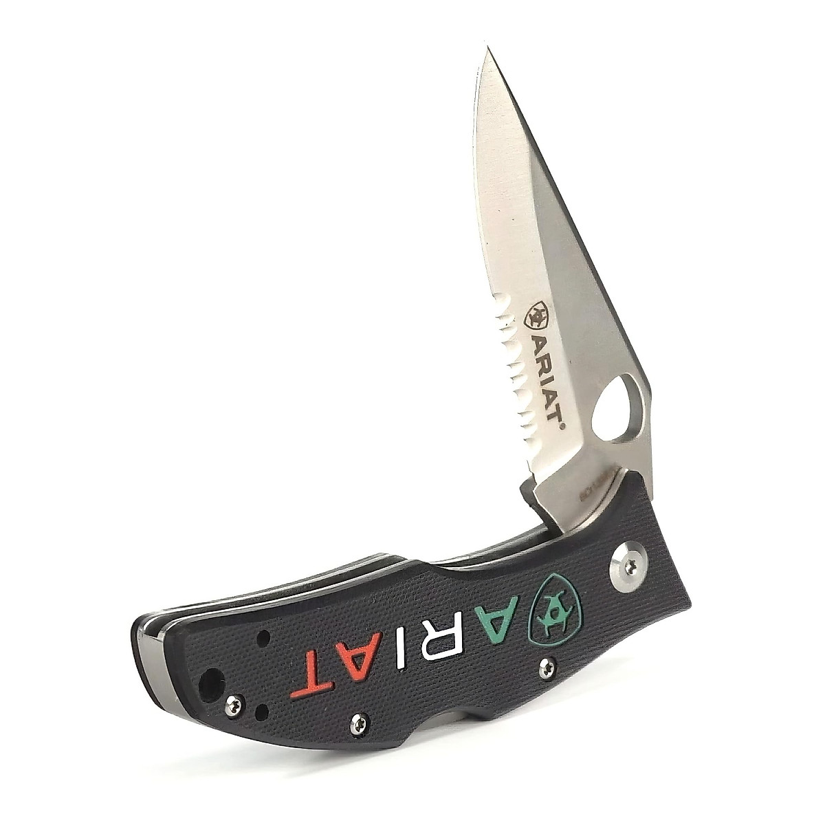 ARIAT Western Knife Hybrid 3" Blade Folding Knife Black Handle with Logo A710012401-M