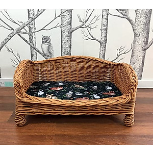 Wicker Pet Cot, Dog Bed with waterproof cushion