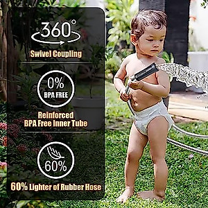 Gotron 3FT Short Lead in Garden Hose – Stainless Steel Leader Water Hose with Swivel Handle for Outdoor – Flexible, Lightweight and No Kink