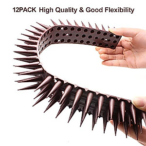 Defender Spikes, Upgraded Bird and Cat Repellent for Pigeon, Cat and Small Animals - Protect Your Sofa, Garden, Outdoor Walls, Anti Theft Climb, Plastic Security Fence Spikes, 12 Pack