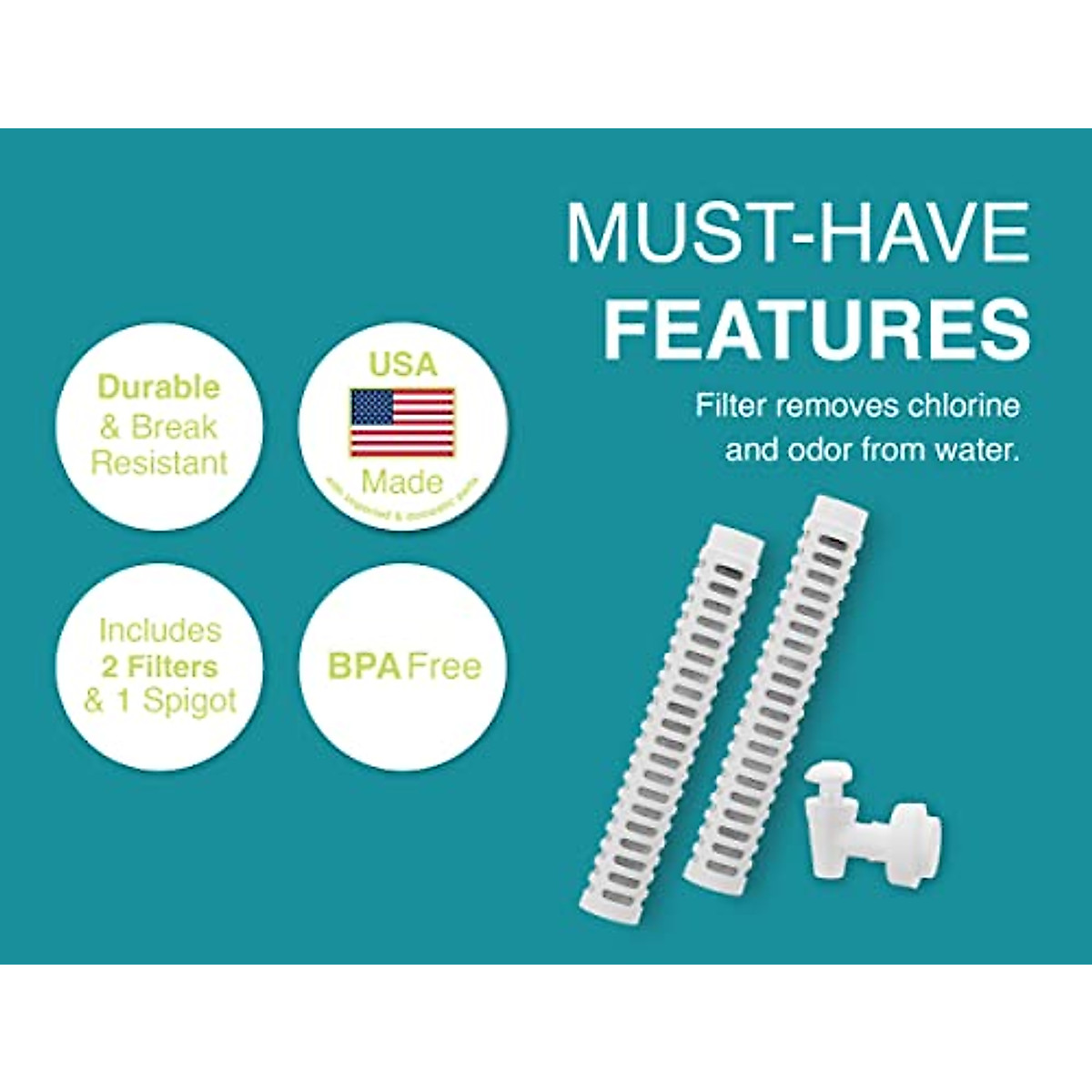 Arrow Home Products Cleara H2O Water Filtration System Replacement Includes 2-Filters and 1-Spigot, 2 Count (Pack of 1), White