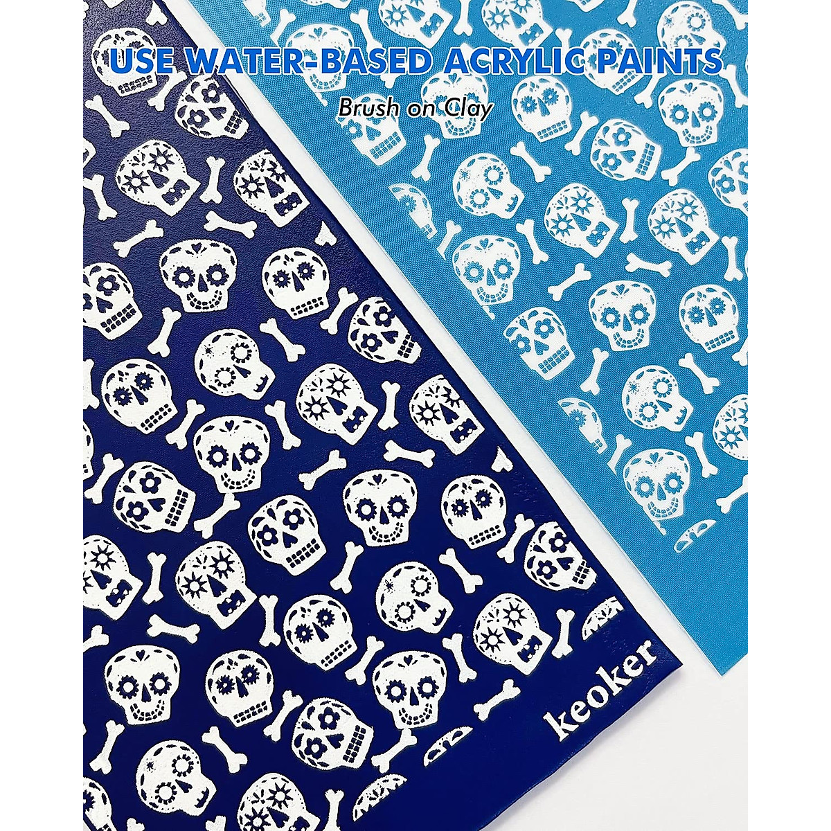 KEOKER Halloween Silk Screen for Polymer Clay, 3 PCS Reusable Silk Screen Stencils for Polymer Clay on Clay & Other Jewelry Clay Earrings Decoration, Each 6" X 3.8" (3PC Halloween 2)