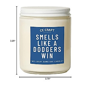CE Craft - Smells Like a Dodgers Win Candle - Funny Birthday Gift for Him - Baseball Themed Gift - Gift for Dad, Boyfriend - Dodgers Gift (Sugar Cookie)