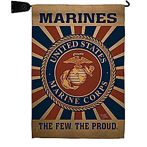 Breeze Decor Marine Corps Garden Flag Set Mailbox Hanger Armed Forces USMC Semper Fi United State American Military Veteran Retire Official House Banner Small Yard Gift Double-Sided, Made in USA