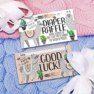 Lone Star Art Diaper Raffle Tickets - Mama Llama Themed Card, Fun Cute Animals and Colorful Baby Shower Games Raffle Sign and Ticket, Neutral Gender, Set of 50 Double Sided Raffle Stationery Cards