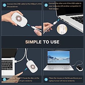 YEPLING Mouse Jiggler, Undetectable Mouse Mover Shaker Simulator for Computer Laptop Awakening, Keeps PC Active, No Software, Driver-Free with USB C to USB Adapter