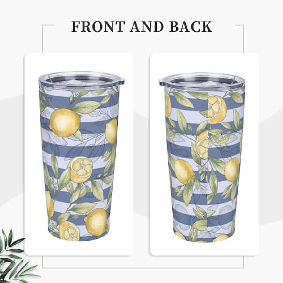 IYERSKD Fruit Lemon 20 oz Stainless Steel Tumbler Vacuum Insulated Leakproof Travel Mug for Car Office Gym