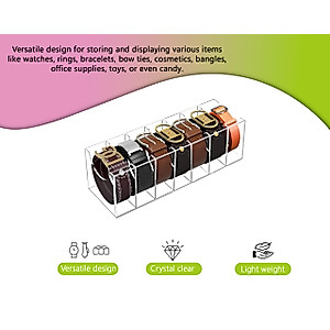 Acrylic Belt Organizer for Closet - 7 Compartments Transparent Storage Holder | Display Case for Makeup, Jewelry, Watches, Bow Tie, & Bracelets | Multipurpose Clear Containers & Versatile Design