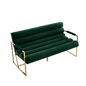 Posh Living Makynlee Velvet Settee Loveseat Hunter Green/Gold