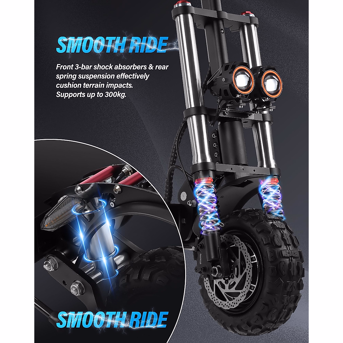 Electric Scooter Adults 50mph Max Speed,5600W 35Ah Dual Motor Electric Scooter with Seat,11" Fat Tire Foldable All-Terrain Electric Scooter Up to 65 Miles Long-Range Max Load 440lb