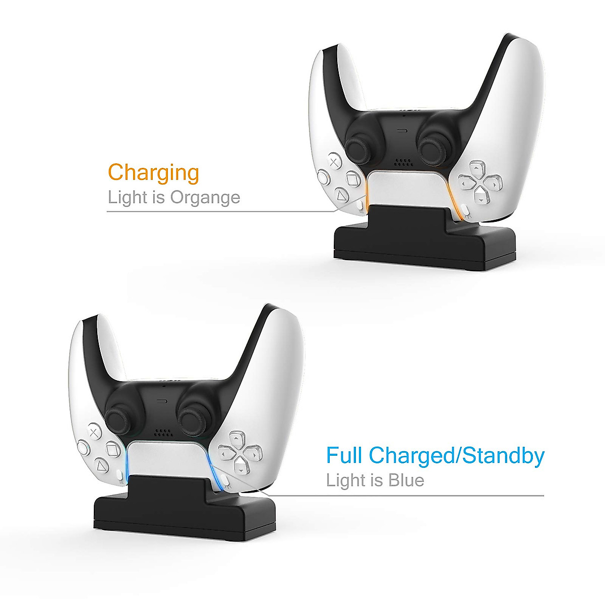 PS5 Controller Charger Station,Daugee Single Fast Charging AC Adapter,PS5 Charging Station Compatible with Dual Playstation 5 Controller（Black）