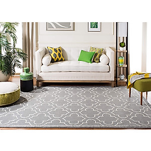 SAFAVIEH Dhurries Collection 8' x 10' Grey/Ivory DHU625B Handmade Flatweave Premium Wool Area Rug