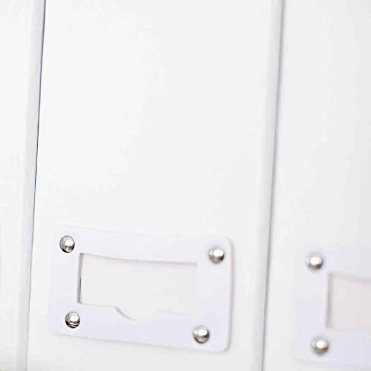 BLU MONACO Foldable White Magazine File Holder with Leather Label Holder - Set of 6 Cardboard Magazine File Boxes Desk File Organizer