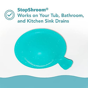 StopShroom STBLU232 Universal Stopper Plug Cover for Bathtub, Bathroom and Kitchen Drains, Aqua