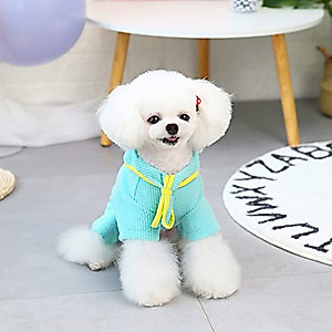 Izefia Dog Sweater Dog Clothes Autumn Winter Warm Sweat Shirt 4 Legs Jumpsuit Pajamas with Ribbon Simple Sweater for Small Dog Medium Dog Cat Green L