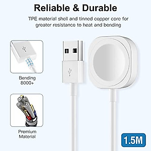 Comvin for Apple Watch Charger, Compatible with Apple Watch Charger Series 8 7 6 5 4 3 2 SE Ultra, Magnetic Charging Cable for iWatch Charger - 5ft/1.5m, White