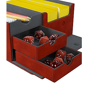 Gamegenic Game's Lair 600+ Convertible Deck Box in Red Color - Premium Game Storage Box Holds up to 600 Cards with Removable Cardboard