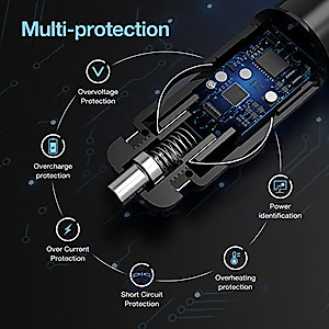 S23 S22 Ultra USB C Fast Car Charger, 3 Port 66 W Car Charger PD3.0 Dual QC 3.0 Type-C Car Charger Adapter for Samsung Galaxy Z Fold 4/Z Flip/3/4/S22/22+/S21/S20/Ultra/Note 20 Galaxy Tab (6 ft Cable)