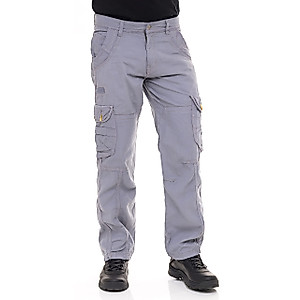 SKYLINEWEARS Men 100% Cotton Tactical Pant Camping Hiking Military Combat Cargo Army Pant Workwear Trousers Gray 36x30
