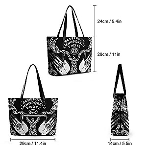 YongColer Goth Gothic Tote Bag, Witch Big Purse Shoulder Handbag for Women, Gothic Black Design 2