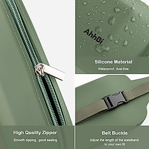 AhhBi Silicone Dog Treat Training Pouch, Clicker for Pet Training, Built-in Poop Bag Dispenser, 3 Ways to Carry (Army Green)