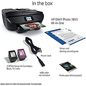 HP Envy 7855 Wireless All-in-One Color Inkjet Photo Printer, Black - Print Copy Scan Fax - 15 ppm, 2.65" Touchscreen CGD, 4800 x 1200 dpi, 35-Page ADF, Auto 2-Sided Printing, USB, Ethernet,Bluetooth