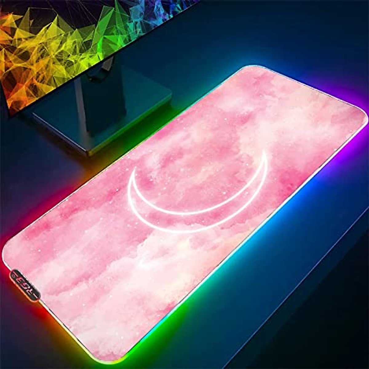 Mouse Pads LED RGB Large Pink Cloud Mousepads XXL Desk Gaming Mouse Mat Smooth Surface Computer Mat Overlock Edge Keyboard Pad 30X80Cm/L
