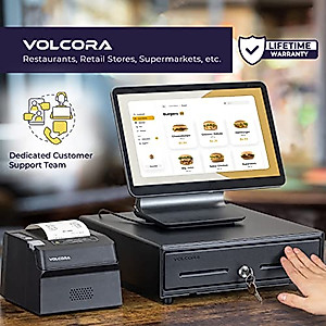 13" Manual Push Open Cash Register Drawer for Point of Sale (POS) System, Black Heavy Duty Till with 4 Bills and 5 Coin Slots, Key Lock with Fully Removable Money Tray and Double Media Slots