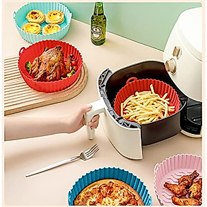 NorthEarth 8.5 inch Air Fryer Silicone Pot -Food Safe Air fryers Oven Accessories | 2 Pack Reusable Air Fryers Baking Oven Accessories Food Grade Non Stick Replacement Parts Tray (Blue&Green)