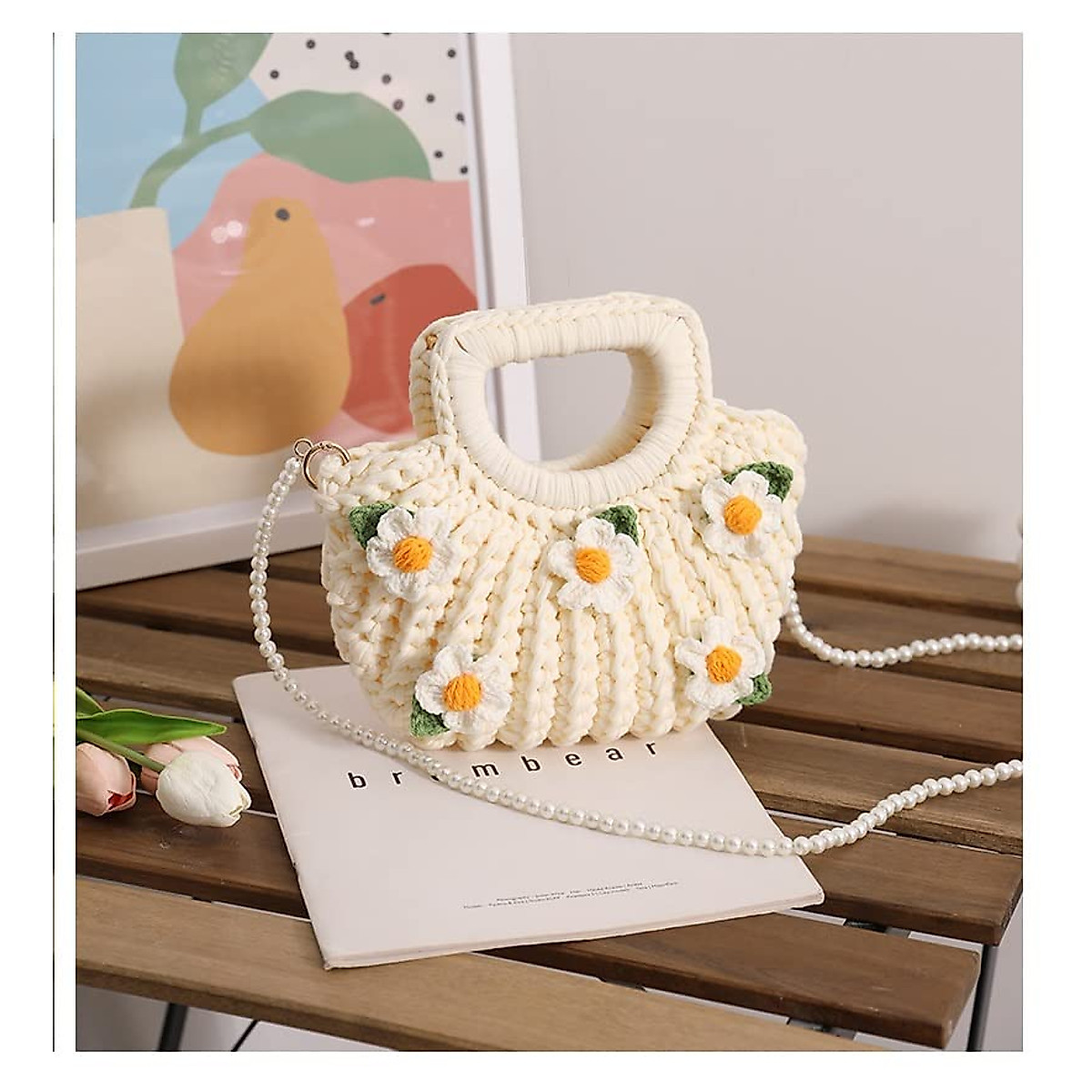 WYKDD Handmade Knitting Bag Wool Crochet Knitting Material Bag Hand Knitting Finished Bag